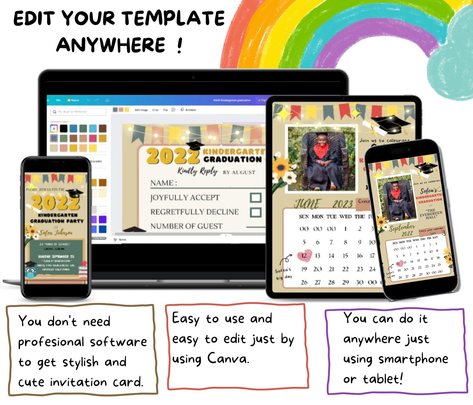 Kindergarten Graduation Invitation Templates, Preschool Graduation ...