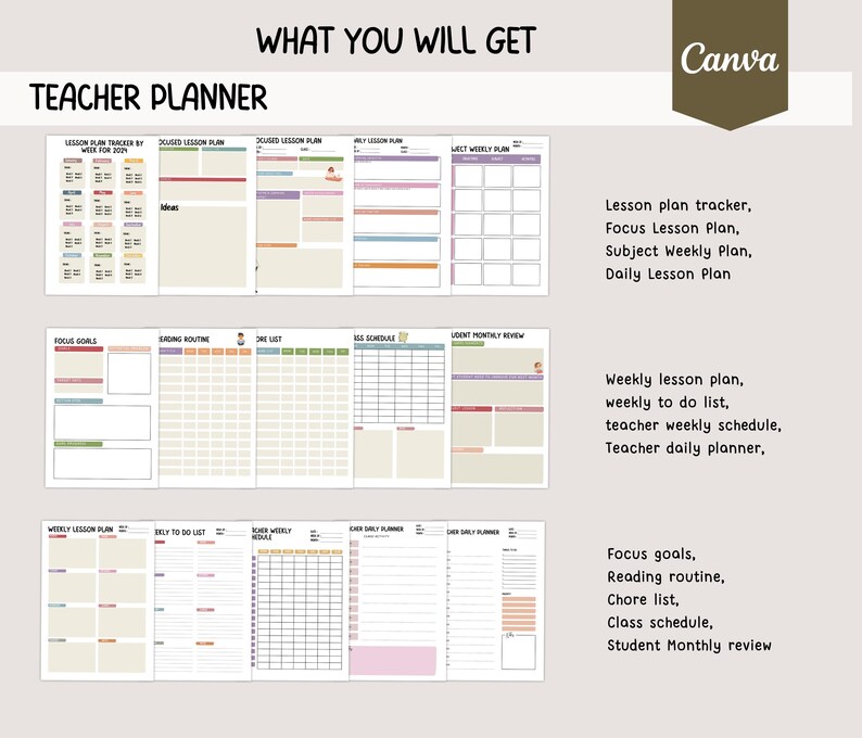 School Teacher Planner Printable Calendar 2025 Colourful Monthly ...