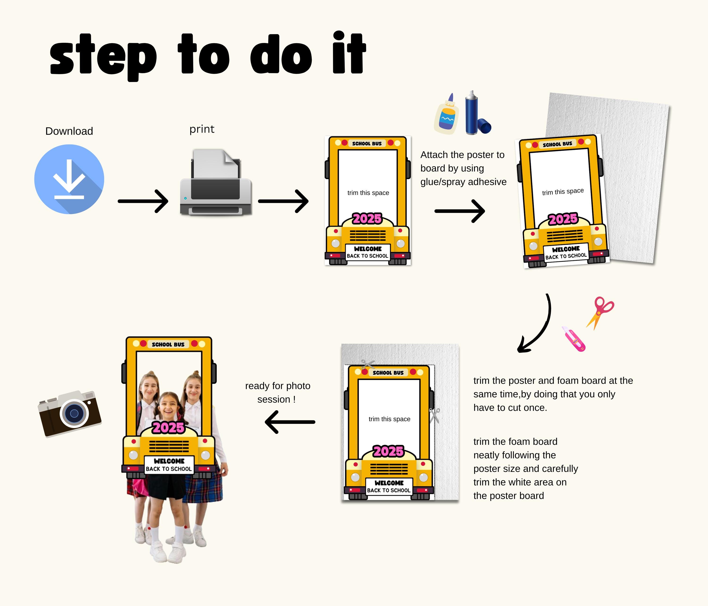 Back to School Photo Frame Editable in Canva, First Day of School Photo ...