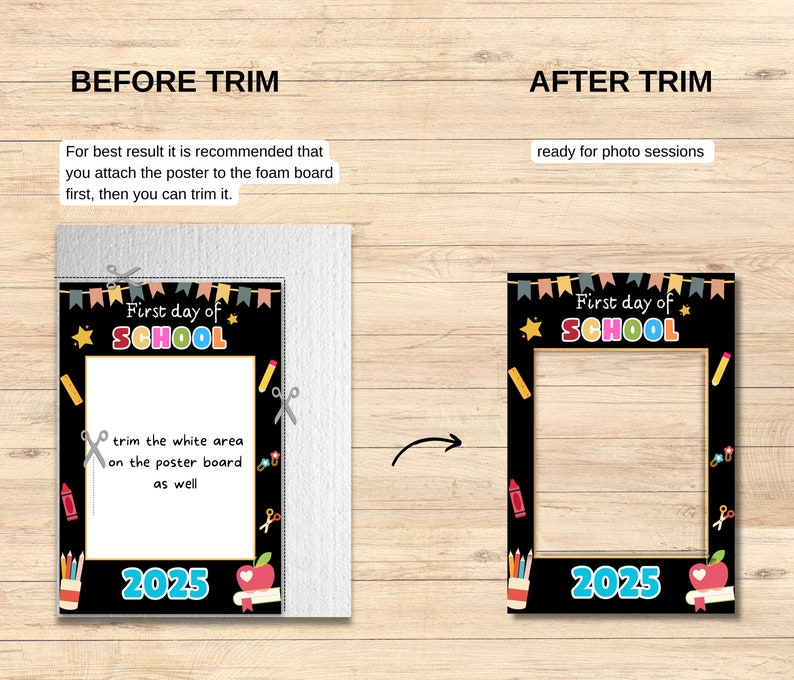 Back to School Photo Frame Editable in Canva, First Day of School Photo ...