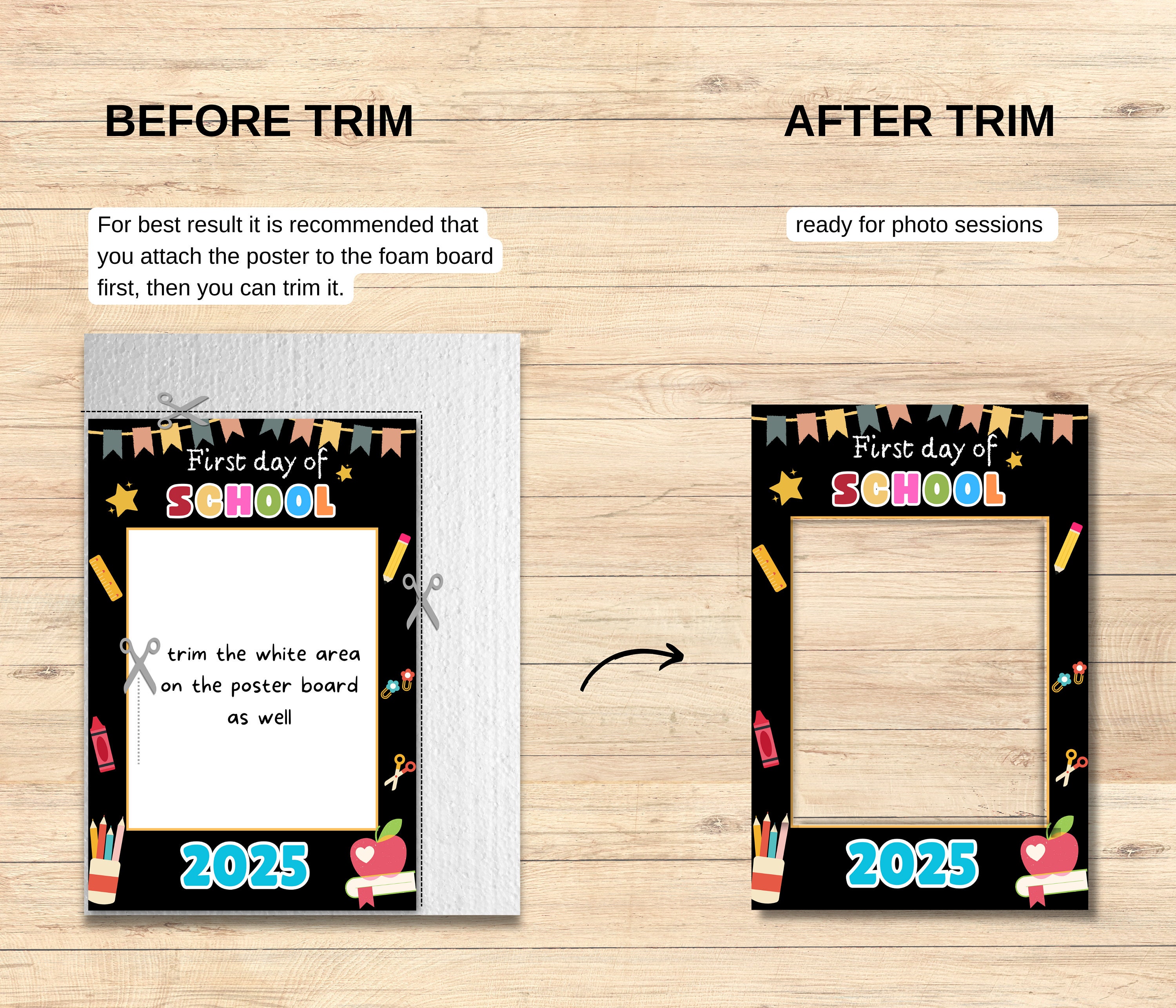 Back to School Photo Frame Editable in Canva, First Day of School Photo ...