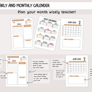 School Teacher Planner Printable Calendar 2025 Colourful Monthly ...