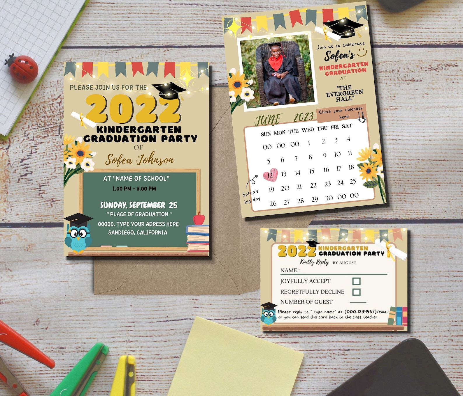 Kindergarten Graduation Invitation Templates, Preschool Graduation ...