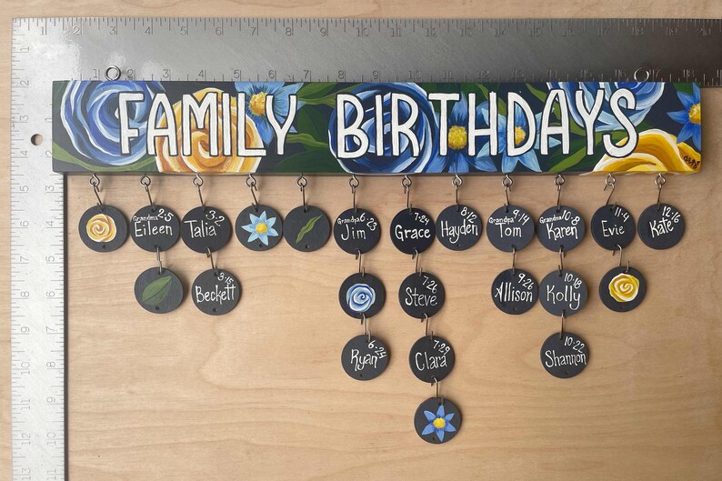Hand Painted Perpetual Birthday Calendar Custom - Etsy