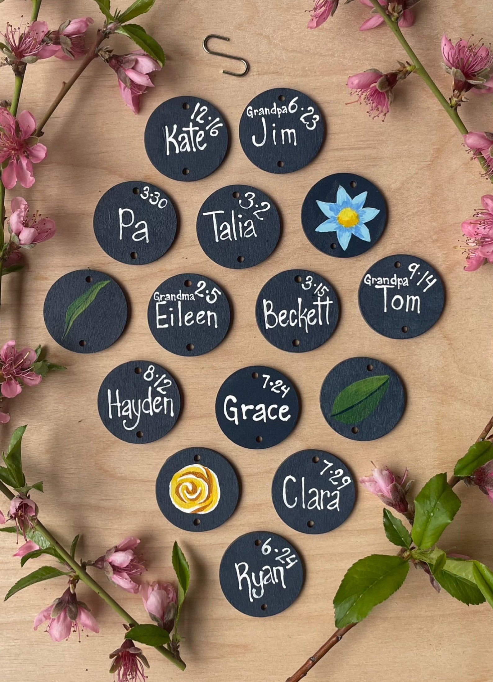 Hand Painted Perpetual Birthday Calendar Custom Personalized - Etsy