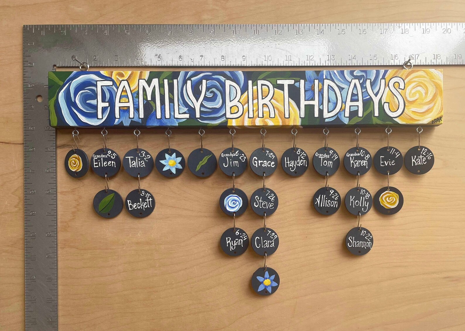 Hand Painted Perpetual Birthday Calendar Custom Personalized - Etsy