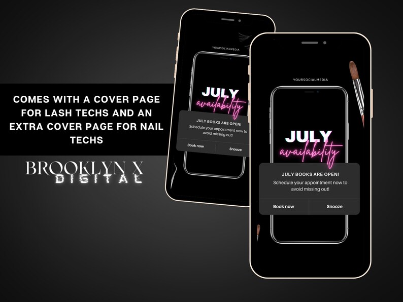 July Availability Calendar, Instagram Story Calendar, Book Now, DIY ...