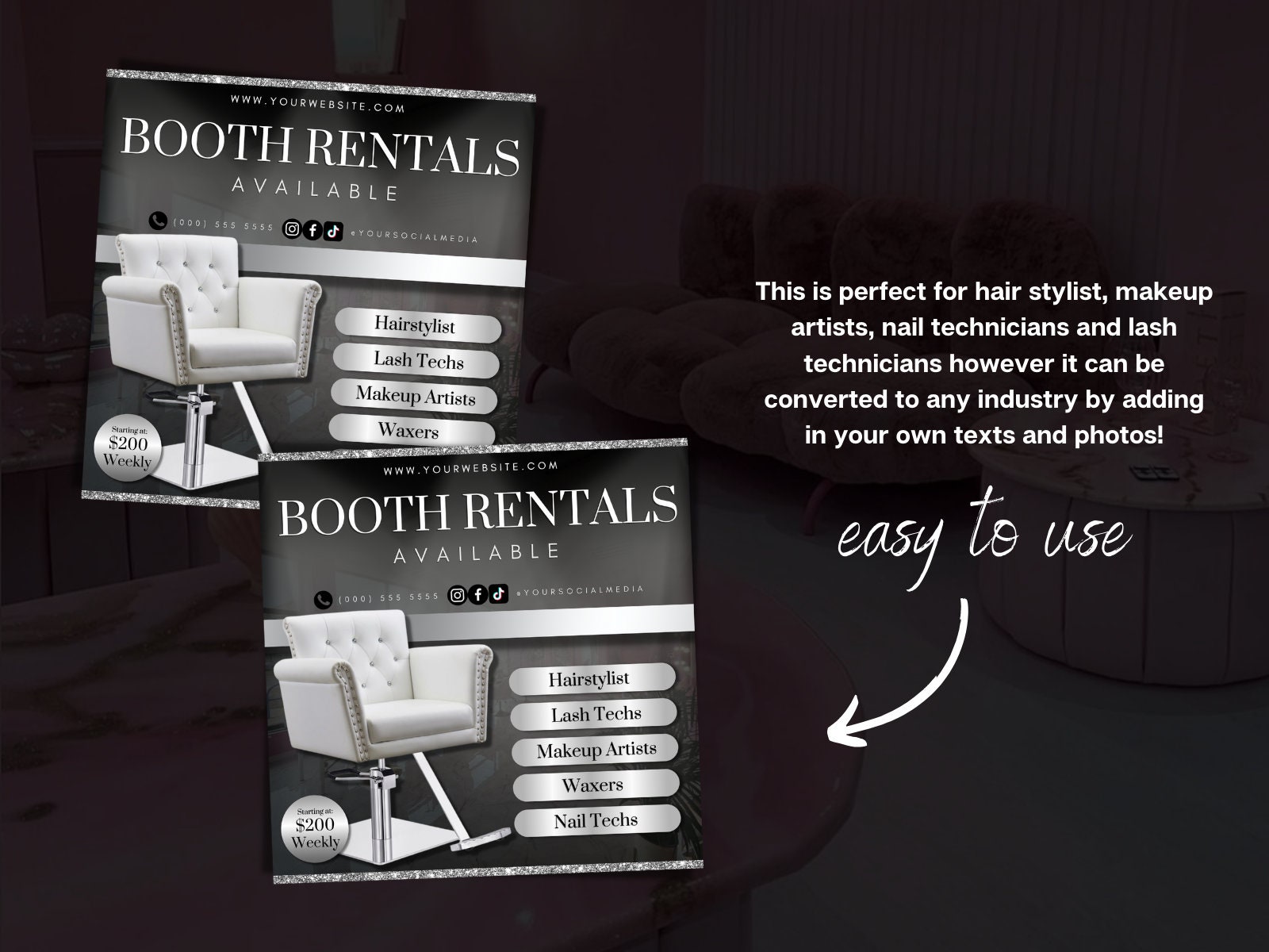 Booth Rental Flyer, Salon Suite Flyer, Rental Flyer, Canva Booth for ...