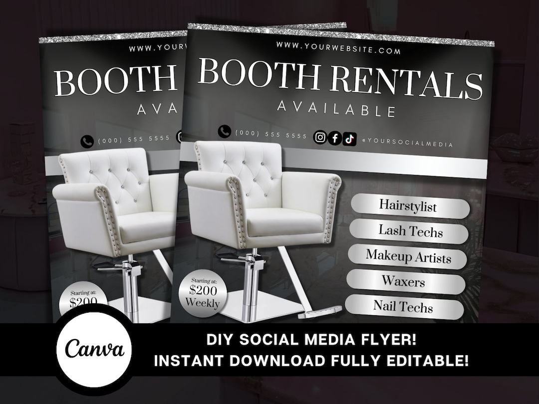 Booth Rental Flyer, Salon Suite Flyer, Rental Flyer, Canva Booth for ...