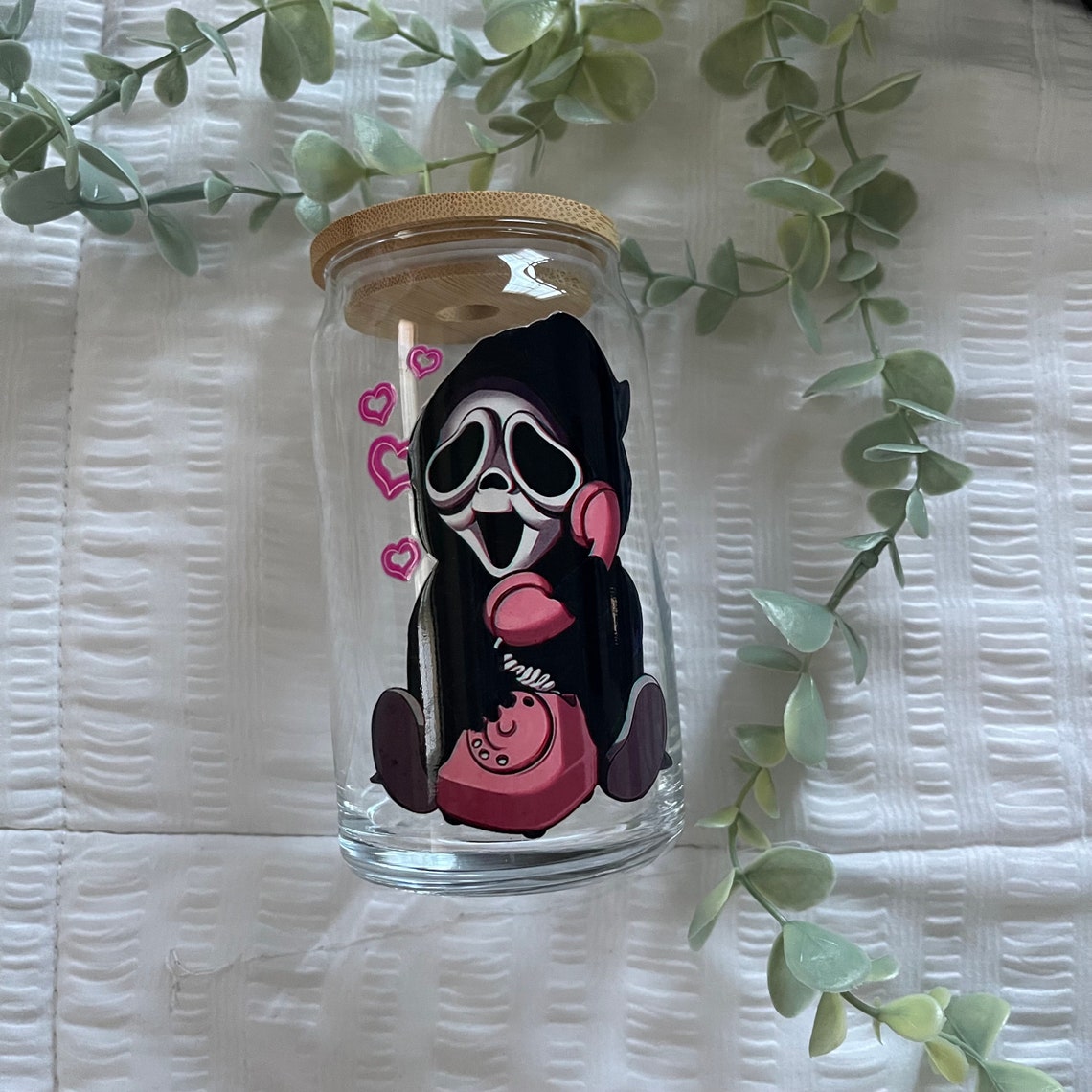 Spooky Ghostface Scream Halloween Coffee Cup Glass Cup - Etsy