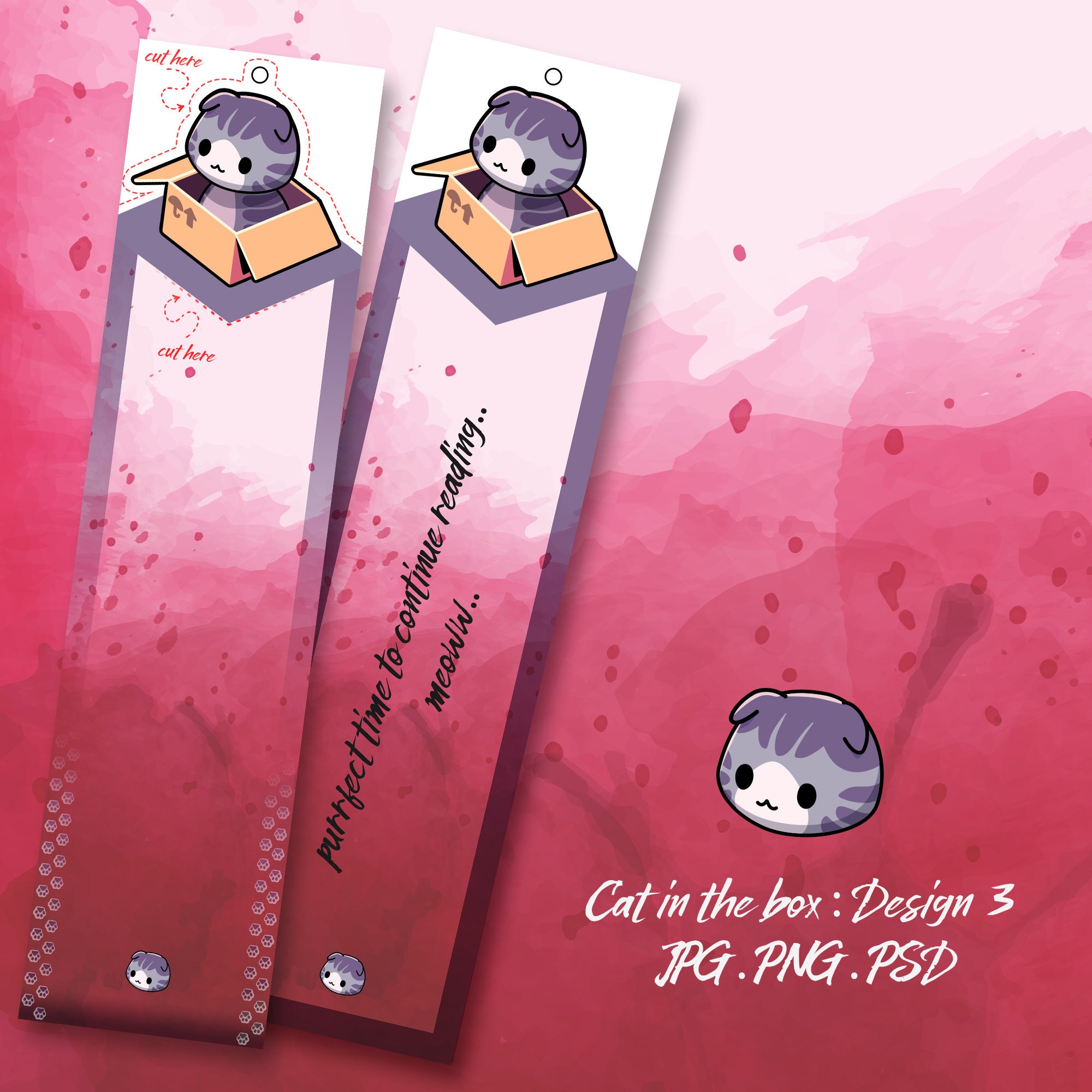 Cute Cat Bookmarks Printable Instant Download - Etsy