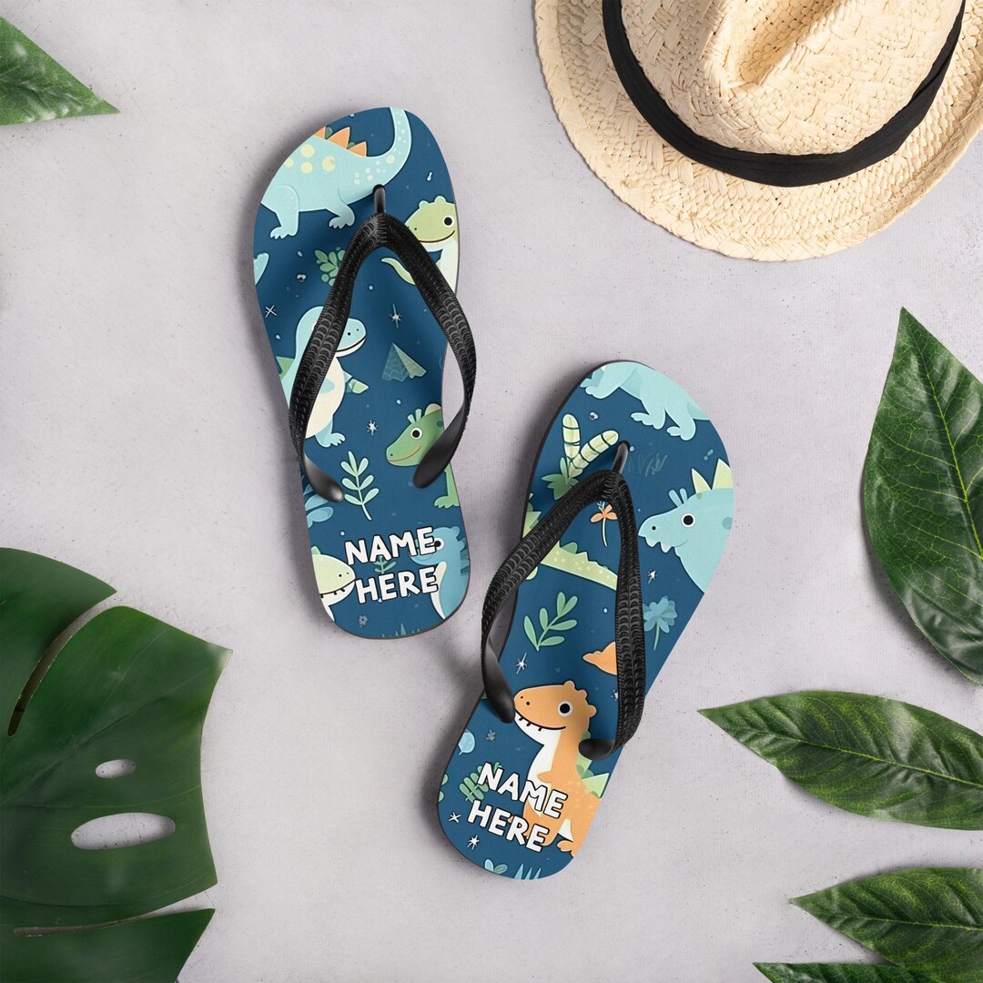 Personalized Kids Kawaii Name Flip Flops Toddler Youth Summer Pool ...