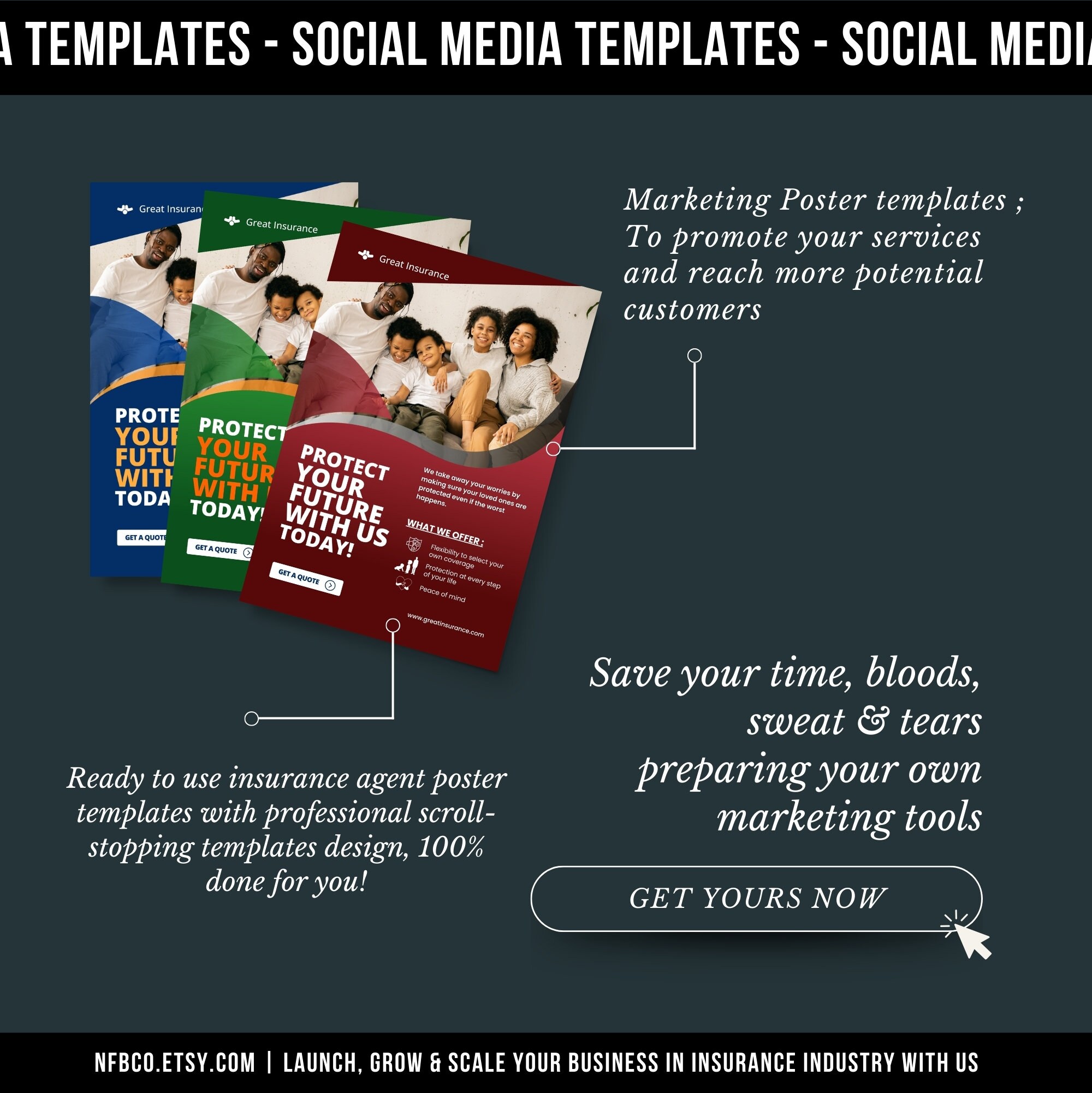 Insurance Agent Marketing Poster, DIY Flyer Template (canva) - Etsy