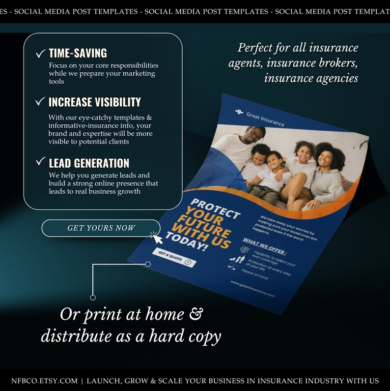Insurance Agent Marketing Poster, DIY Flyer Template (canva) - Etsy