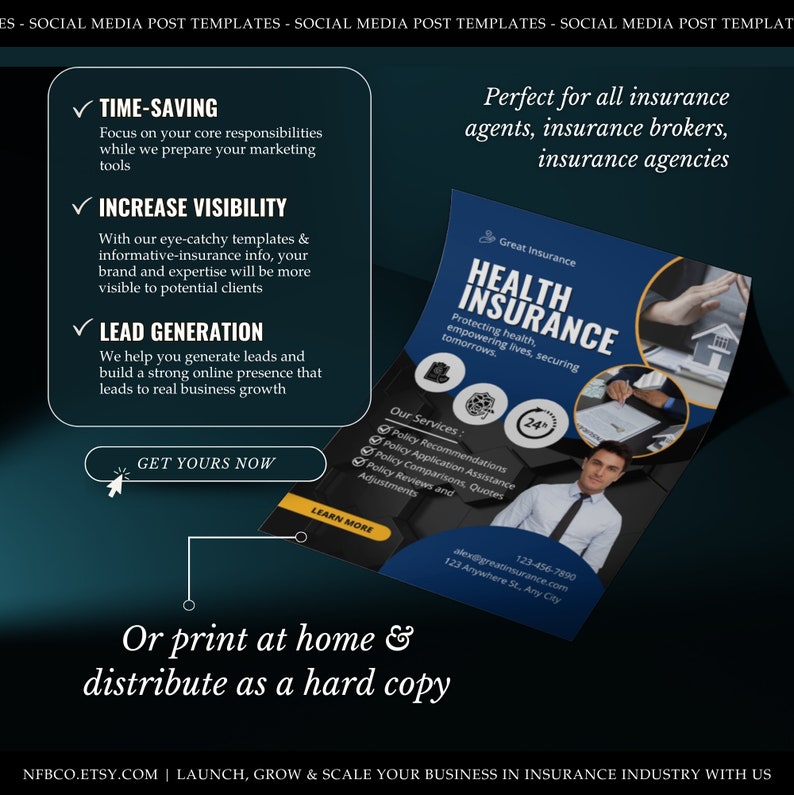Insurance Agent Poster, DIY Flyer Template, Health Insurance Agent ...