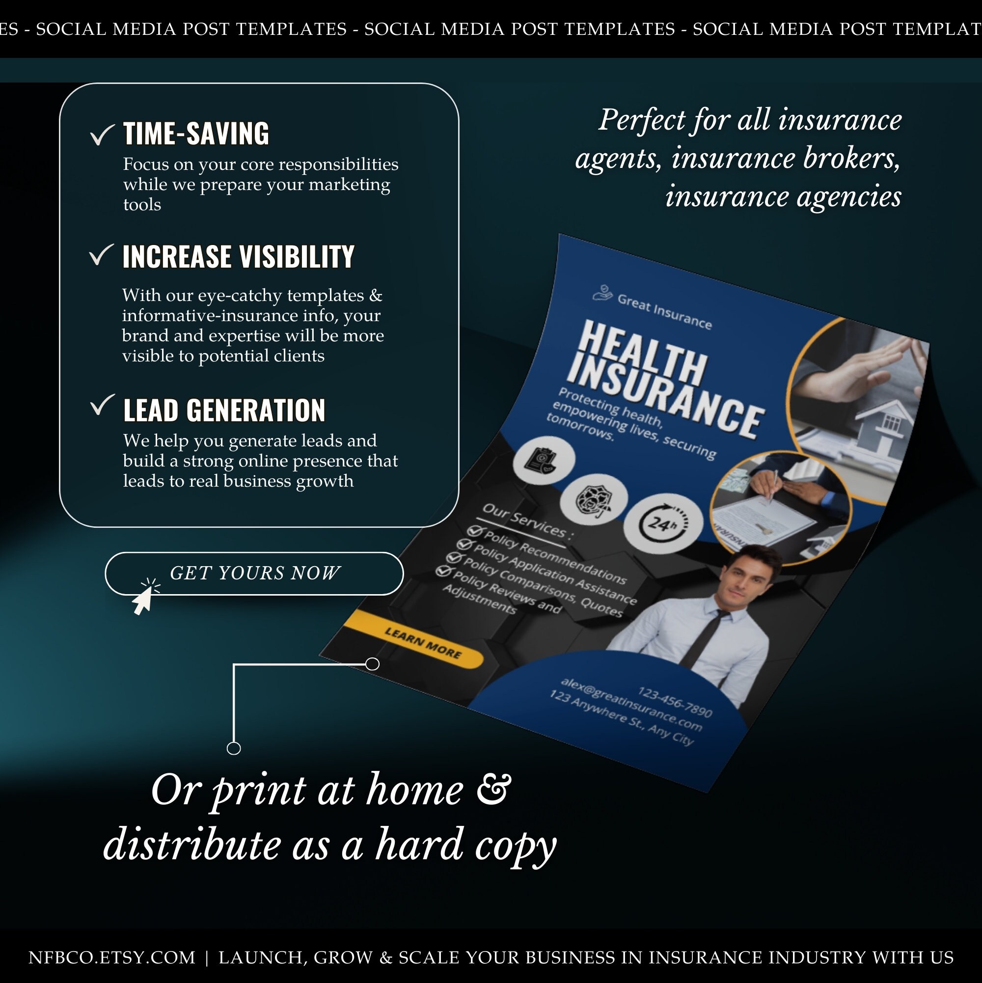 Insurance Agent Poster, DIY Flyer Template, Health Insurance Agent ...