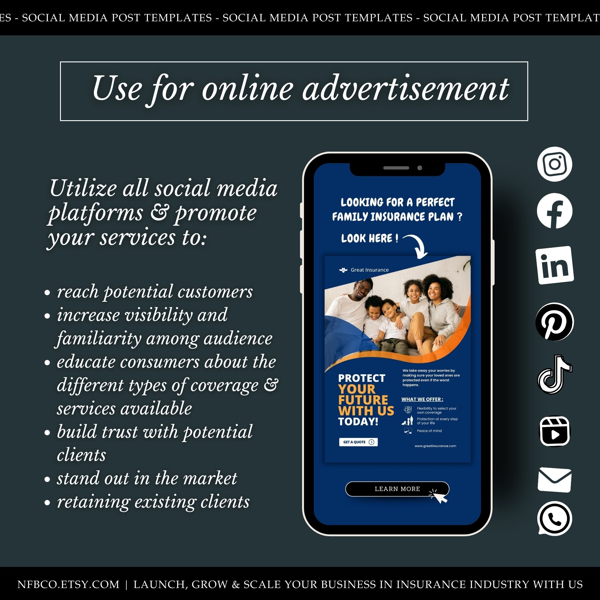 Insurance Agent Marketing Poster, DIY Flyer Template (canva) - Etsy