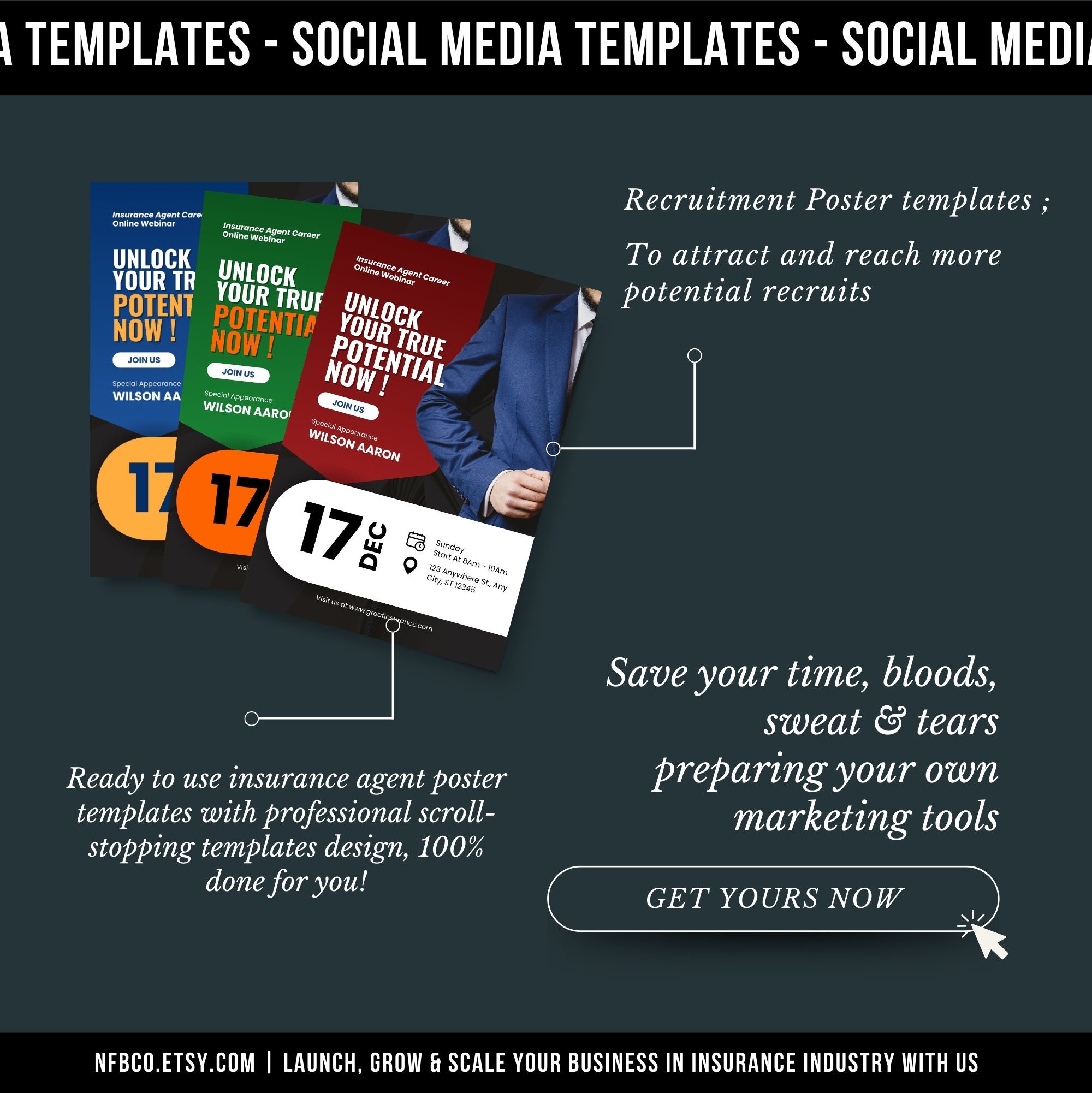 Insurance Agent Recruitment Poster: DIY Canva Flyer Template - Etsy