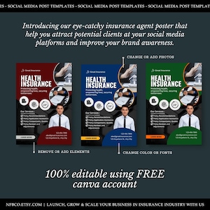 Insurance Agent Poster, DIY Flyer Template, Health Insurance Agent ...