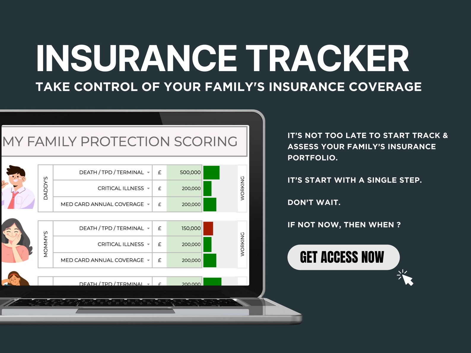 Family Insurance Tracker: Google Sheets Template, Editable Insurance ...