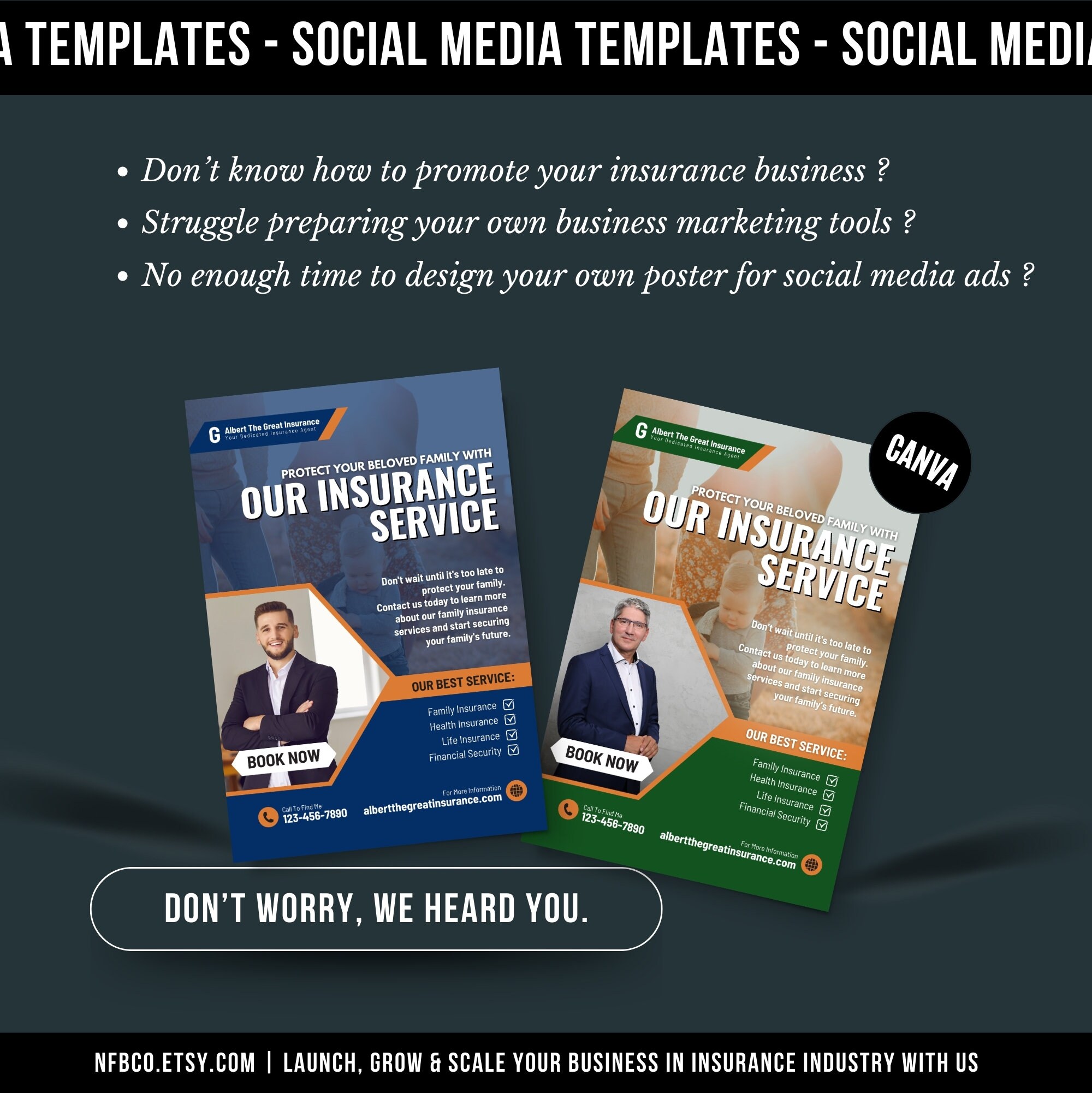 Insurance Agent Poster Template: DIY Marketing Flyer (canva) - Etsy