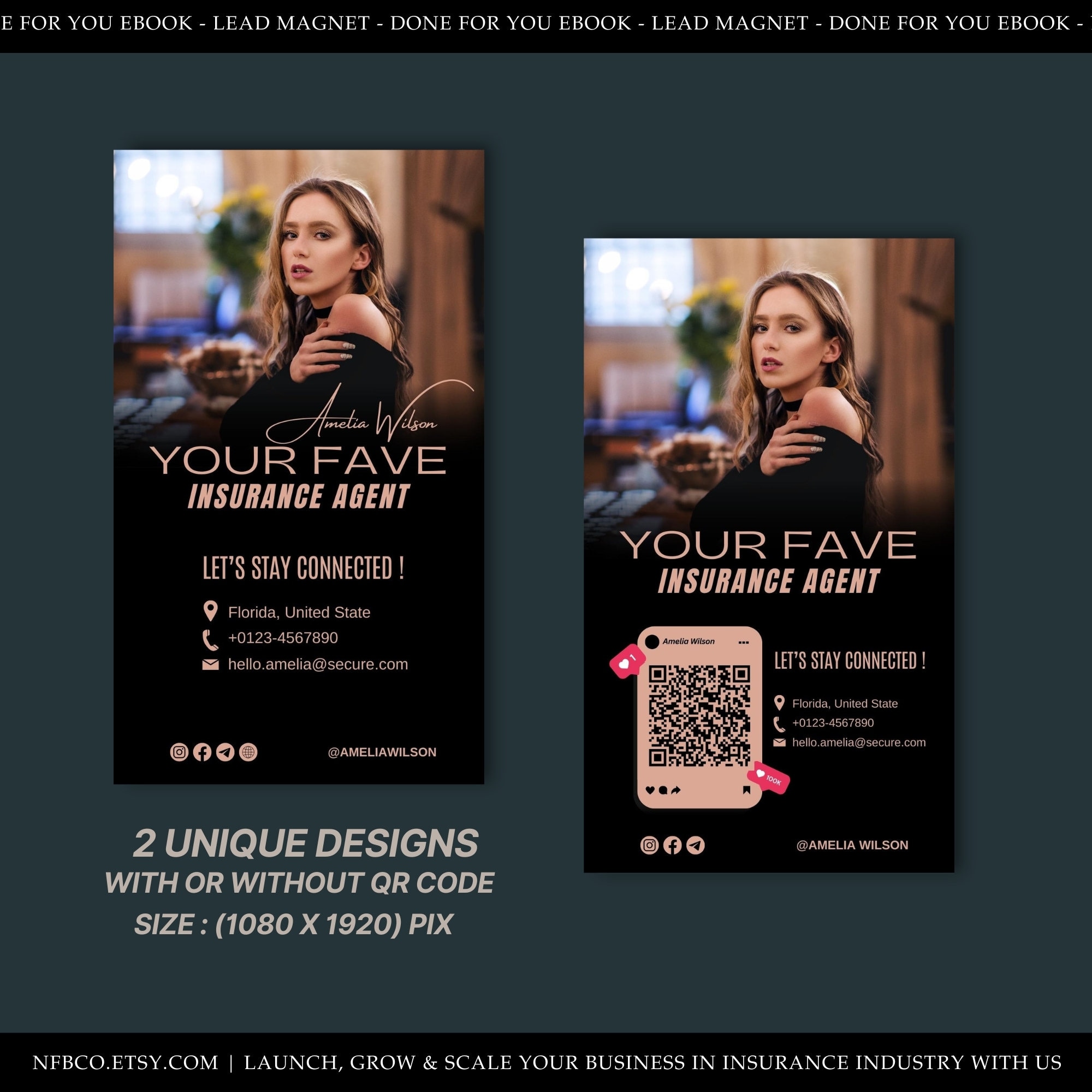 Insurance Agent Business Card, Insurance Broker QR Code Digital ...