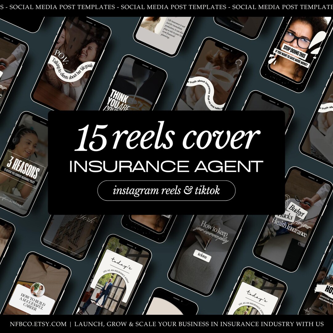 Insurance Agent Reel Cover: Dark Theme Canva Templates (digital ...