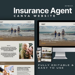 Insurance Agent Canva Website Template, Professional Theme, FREE ...