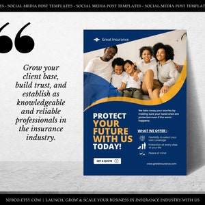 Insurance Agent Marketing Poster, DIY Flyer Template (canva) - Etsy