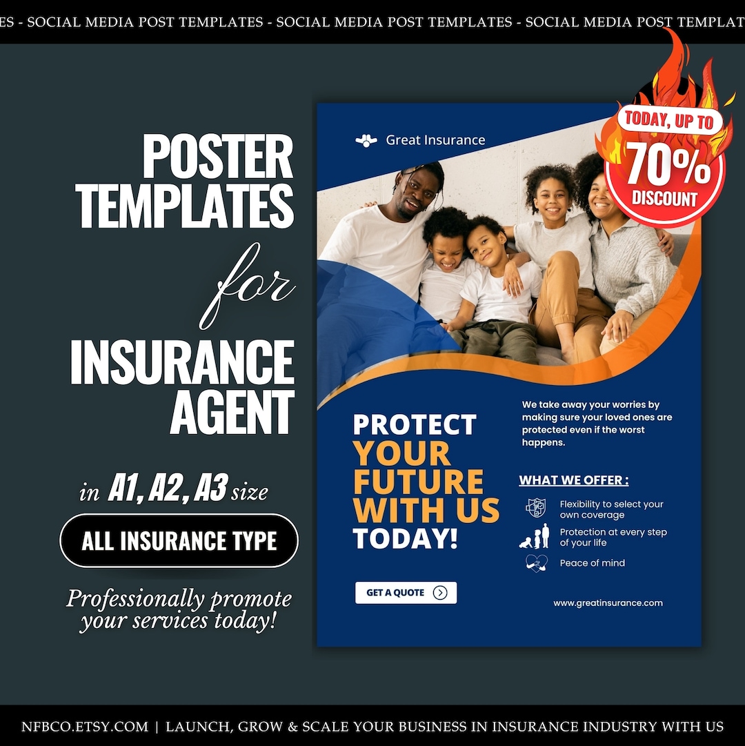 Insurance Agent Marketing Poster, DIY Flyer Template, Insurance Agent ...
