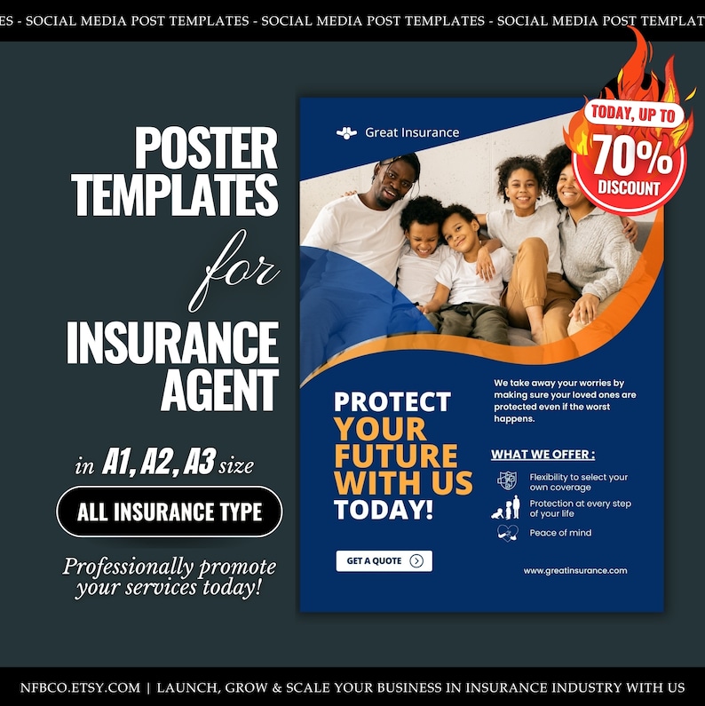Insurance Agent Marketing Poster, DIY Flyer Template, Insurance Agent ...