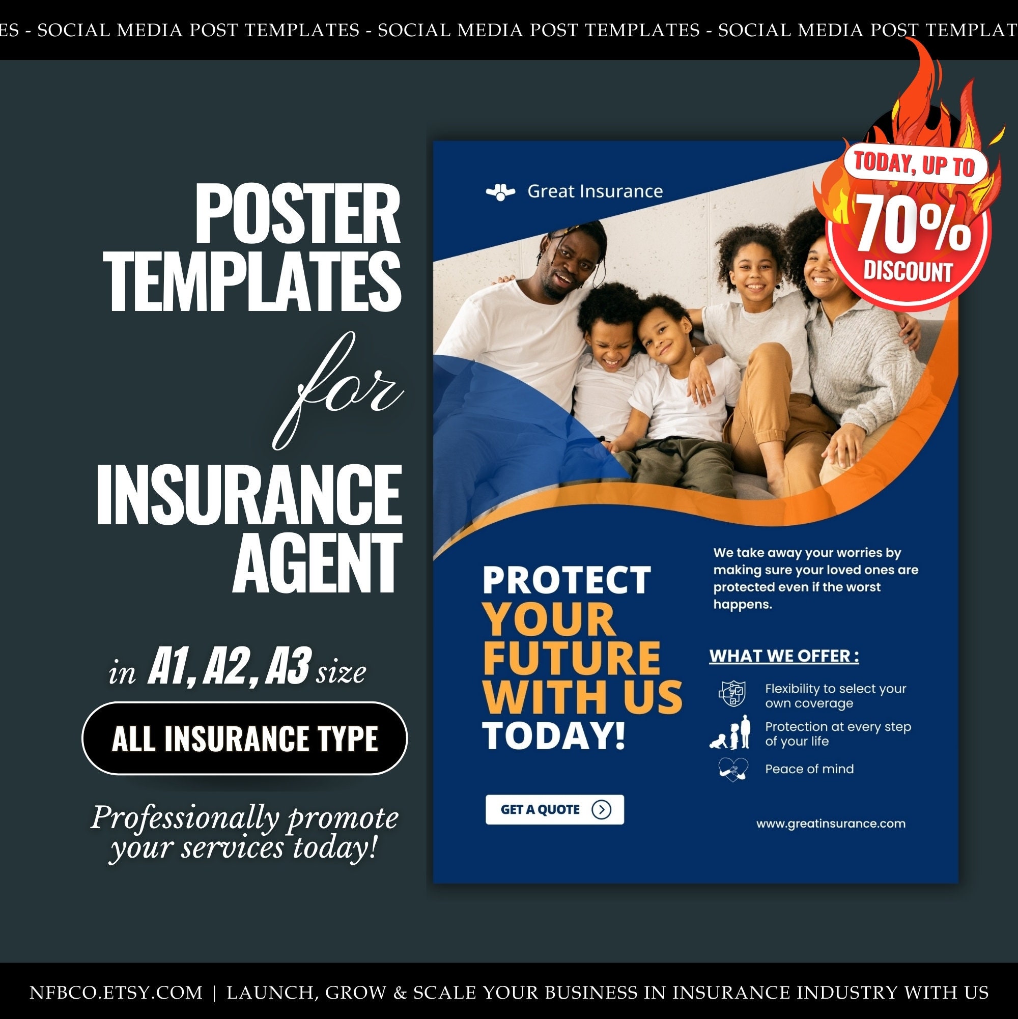 Insurance Agent Marketing Poster, DIY Flyer Template (canva) - Etsy