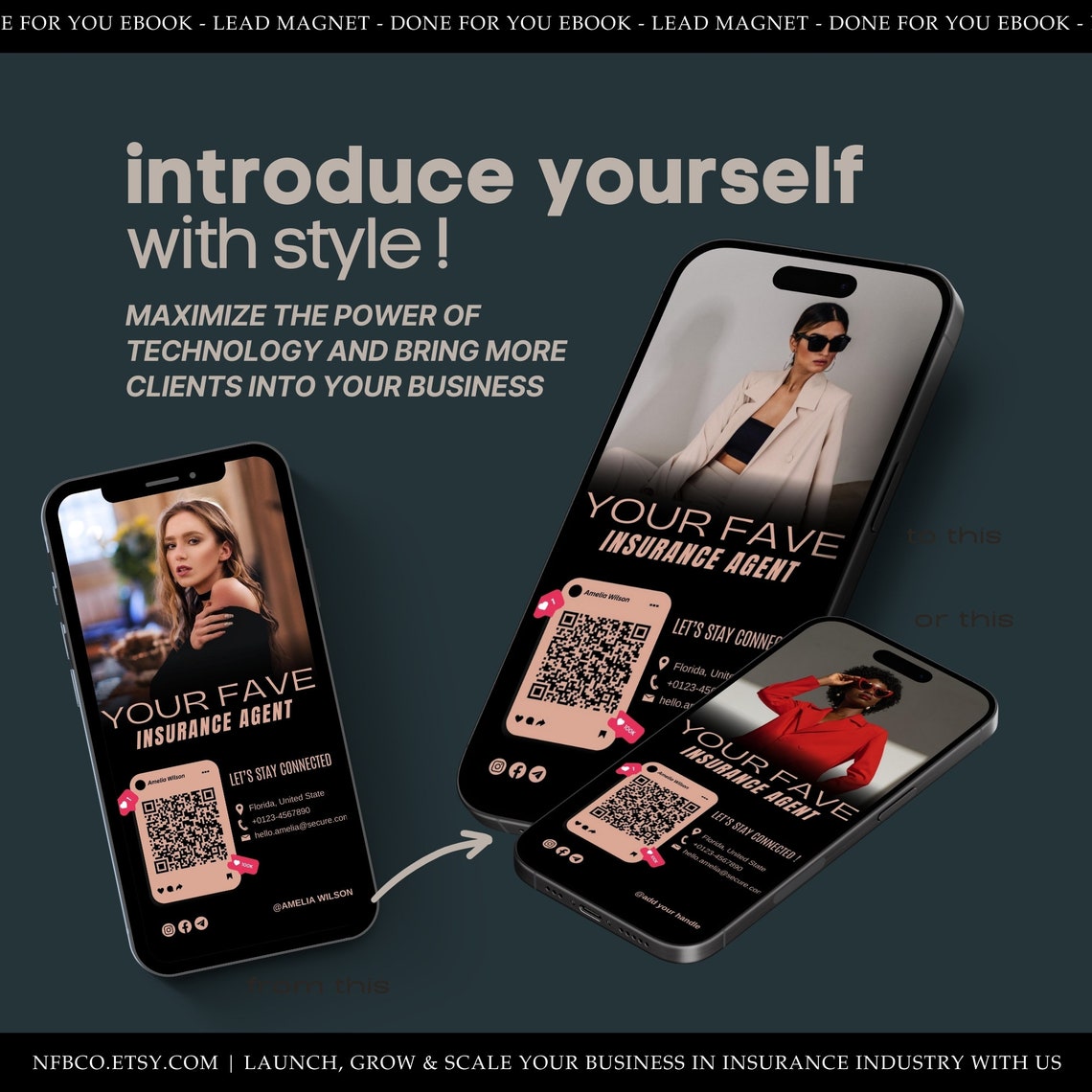 Insurance Agent Business Card, Insurance Broker QR Code Digital ...