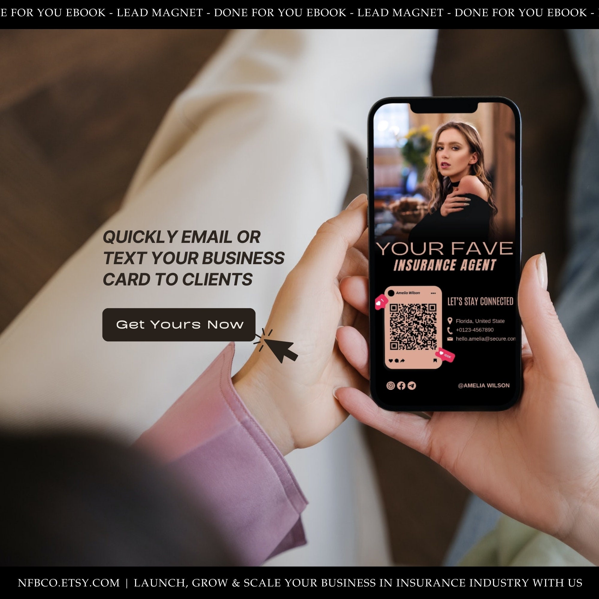 Insurance Agent Business Card, Insurance Broker QR Code Digital ...