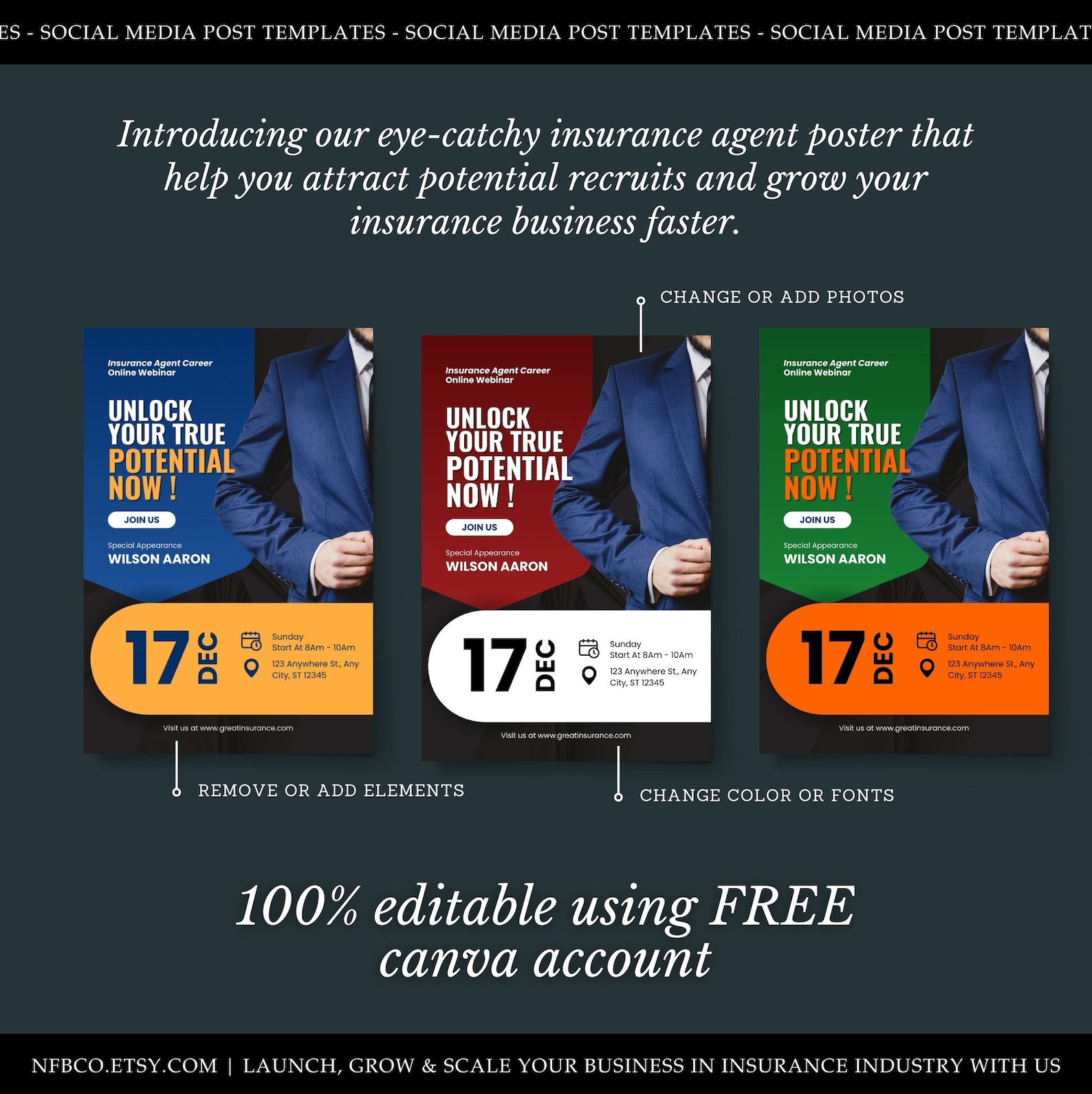 Insurance Agent Recruitment Poster: DIY Canva Flyer Template - Etsy