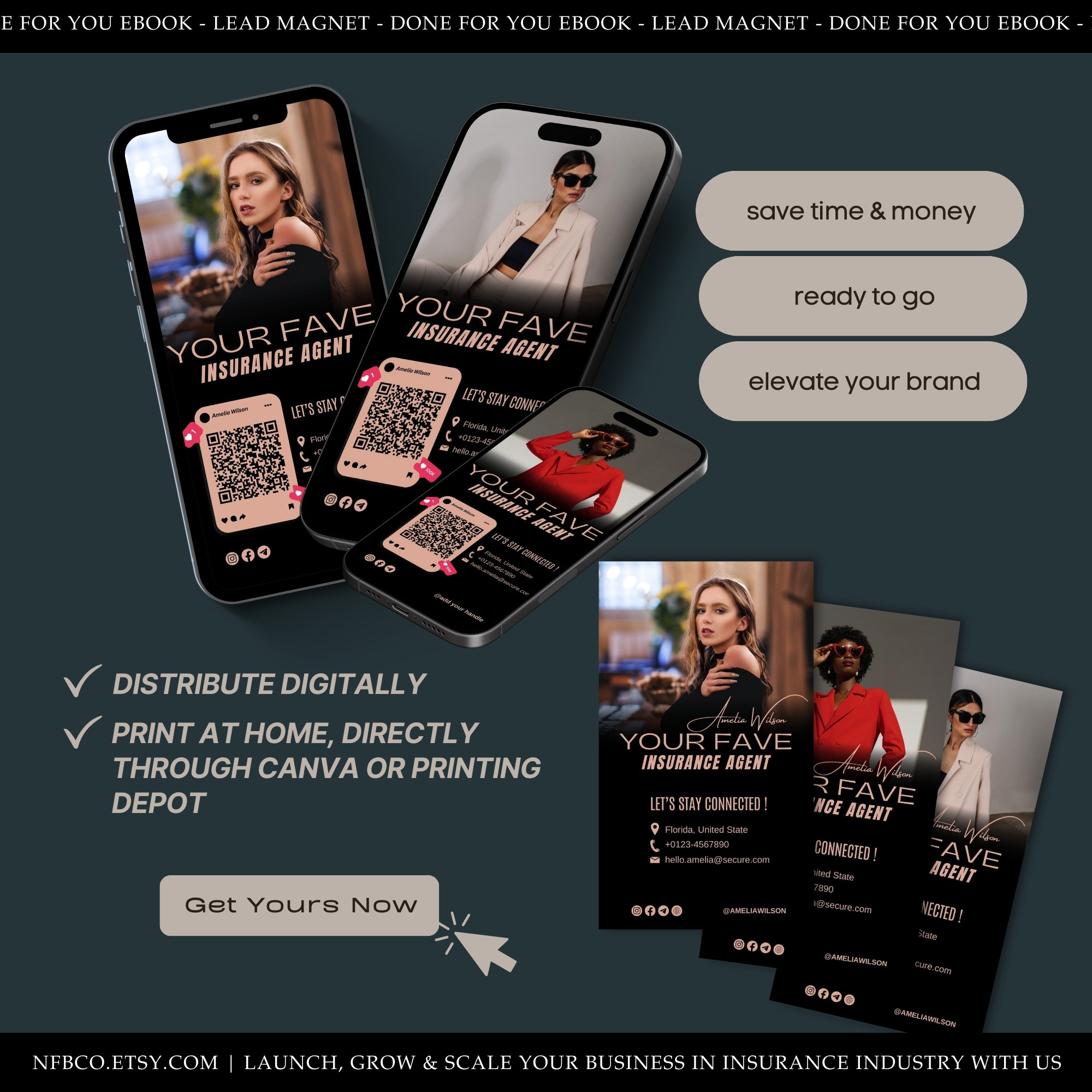 Insurance Agent Business Card, Insurance Broker QR Code Digital ...