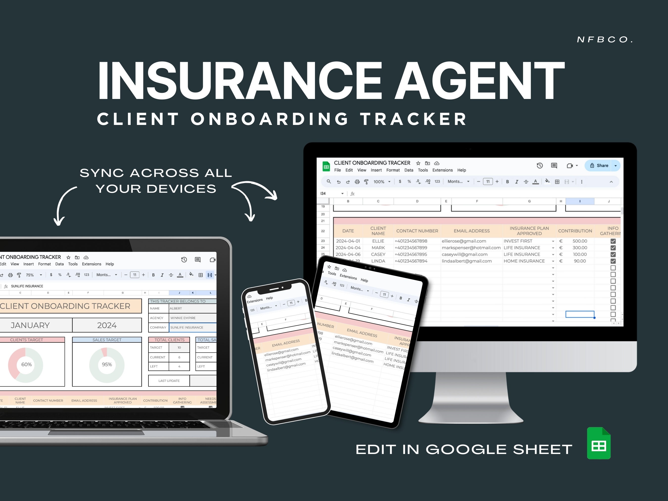 CRM Insurance Agent Client Tracker | Monthly Client Onboarding Tracker ...