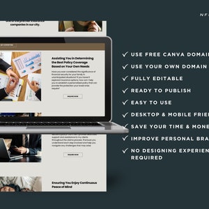 Insurance Agent Canva Website Template, Professional Theme, FREE ...