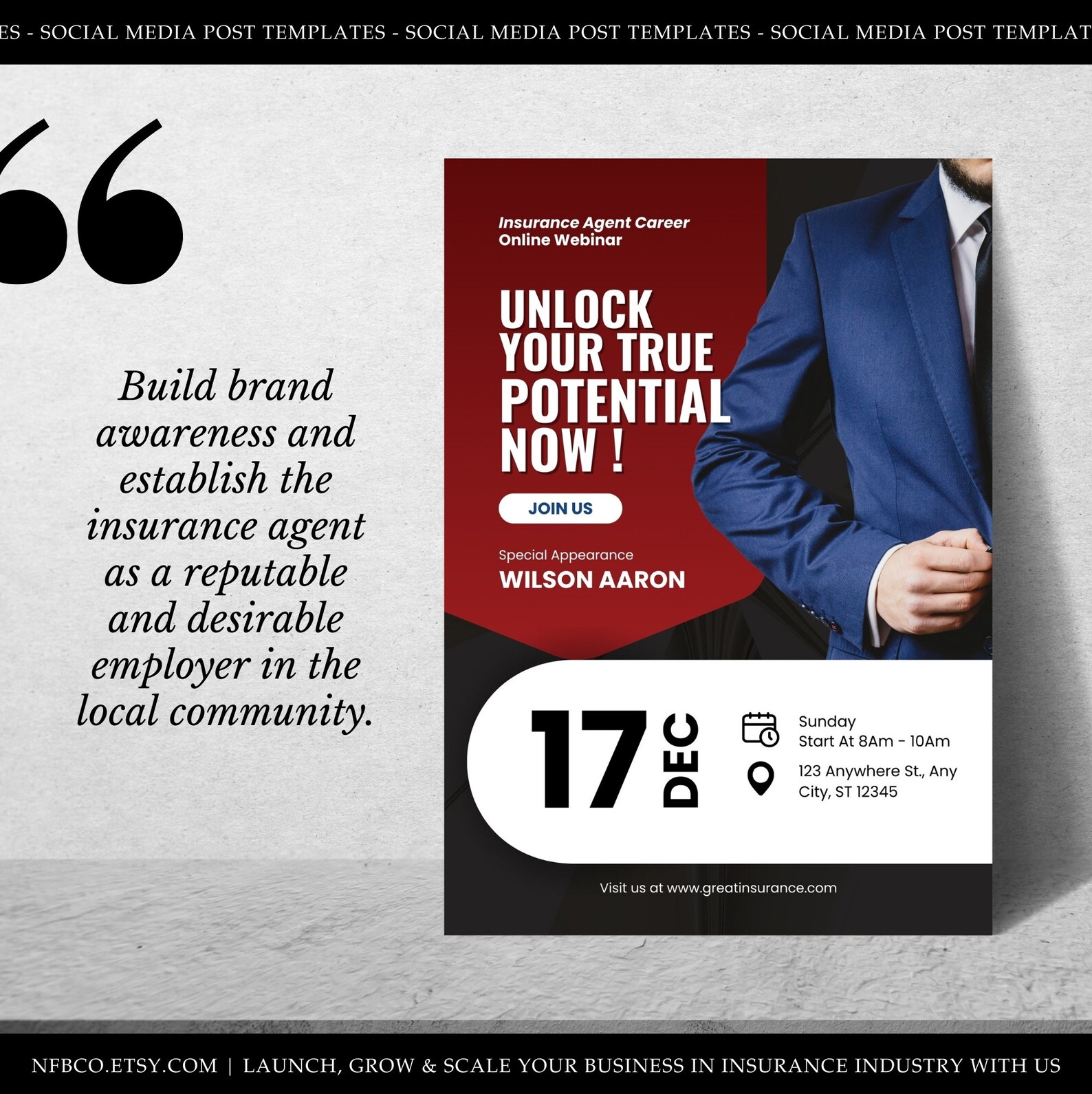 Insurance Agent Recruitment Poster: DIY Canva Flyer Template - Etsy