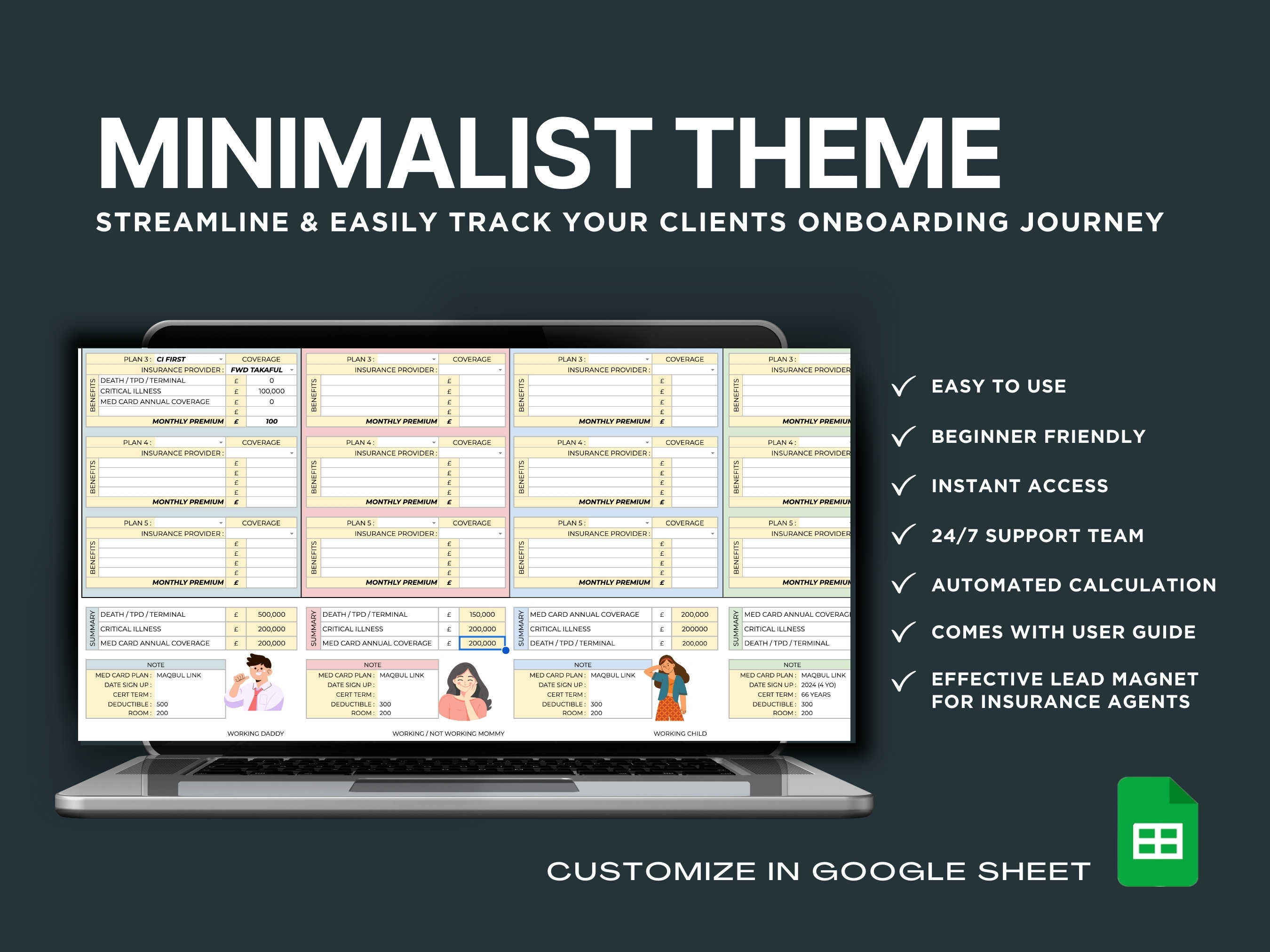 Family Insurance Tracker: Google Sheets Template, Editable Insurance ...
