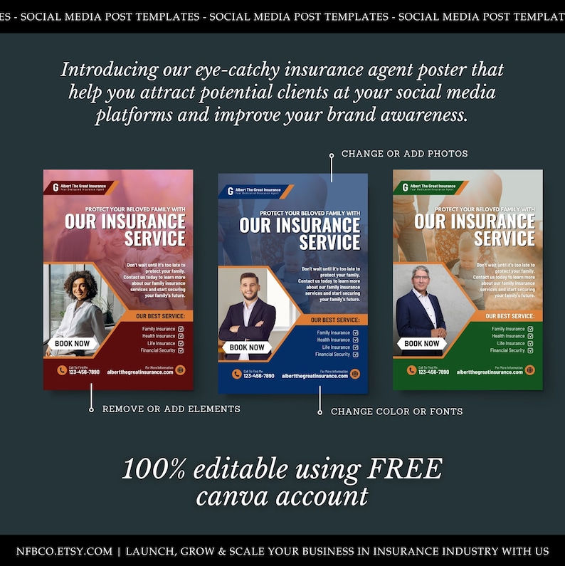 Insurance Agent Poster Template: DIY Marketing Flyer (canva) - Etsy