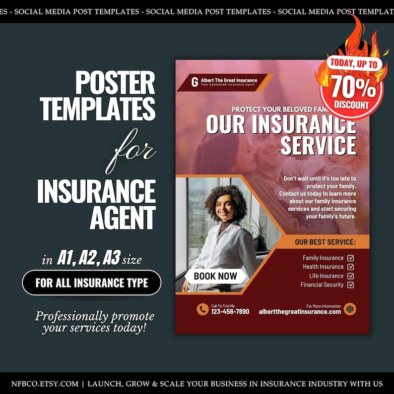 Insurance Agent Poster Template: DIY Marketing Flyer (canva) - Etsy