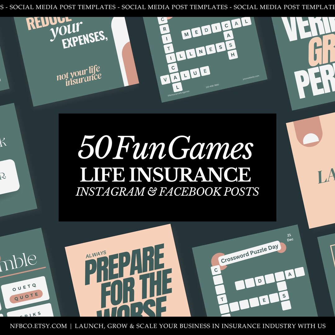 Life Insurance Instagram Facebook Linkedin Post Templates Fun Games ...