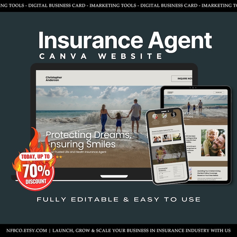 Insurance Agent Canva Website Template, Professional Theme, FREE ...