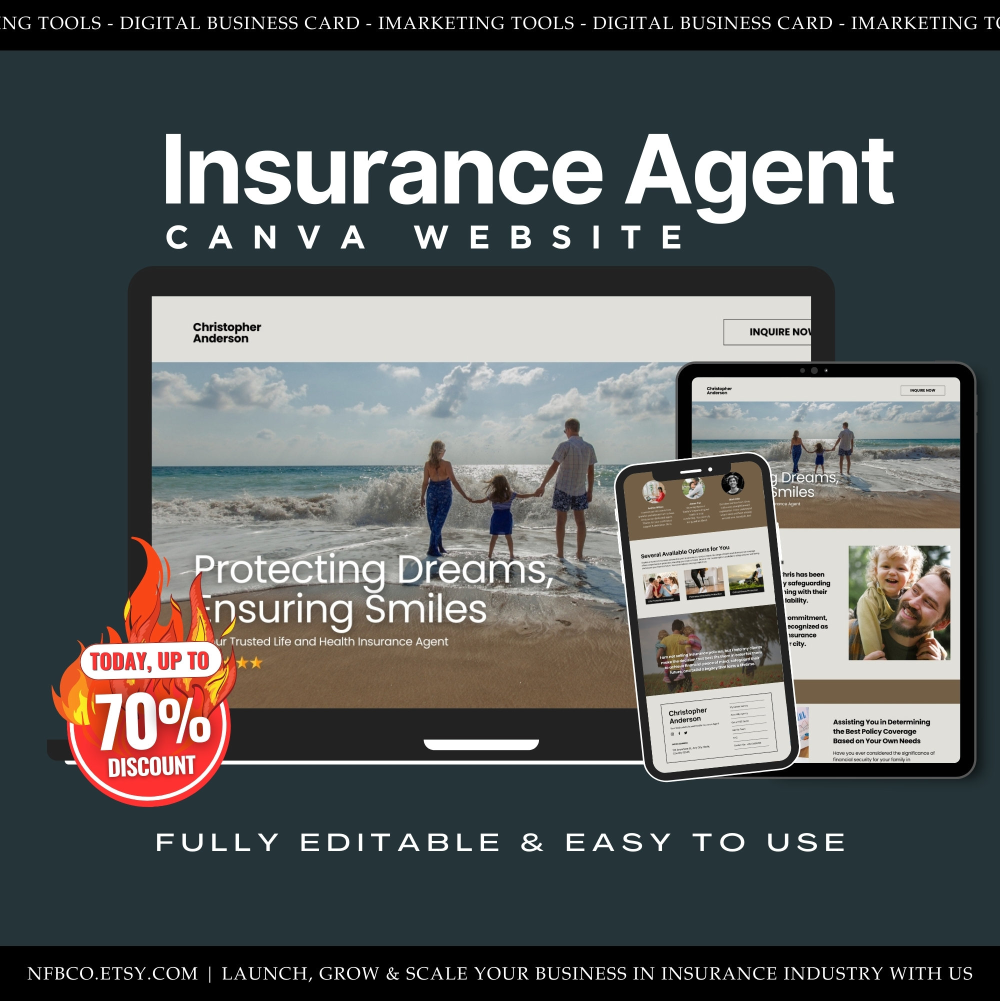 Insurance Agent Canva Website Template, Professional Theme, FREE ...