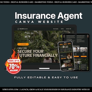 Insurance Agent Canva Website Template, Professional Theme, FREE ...