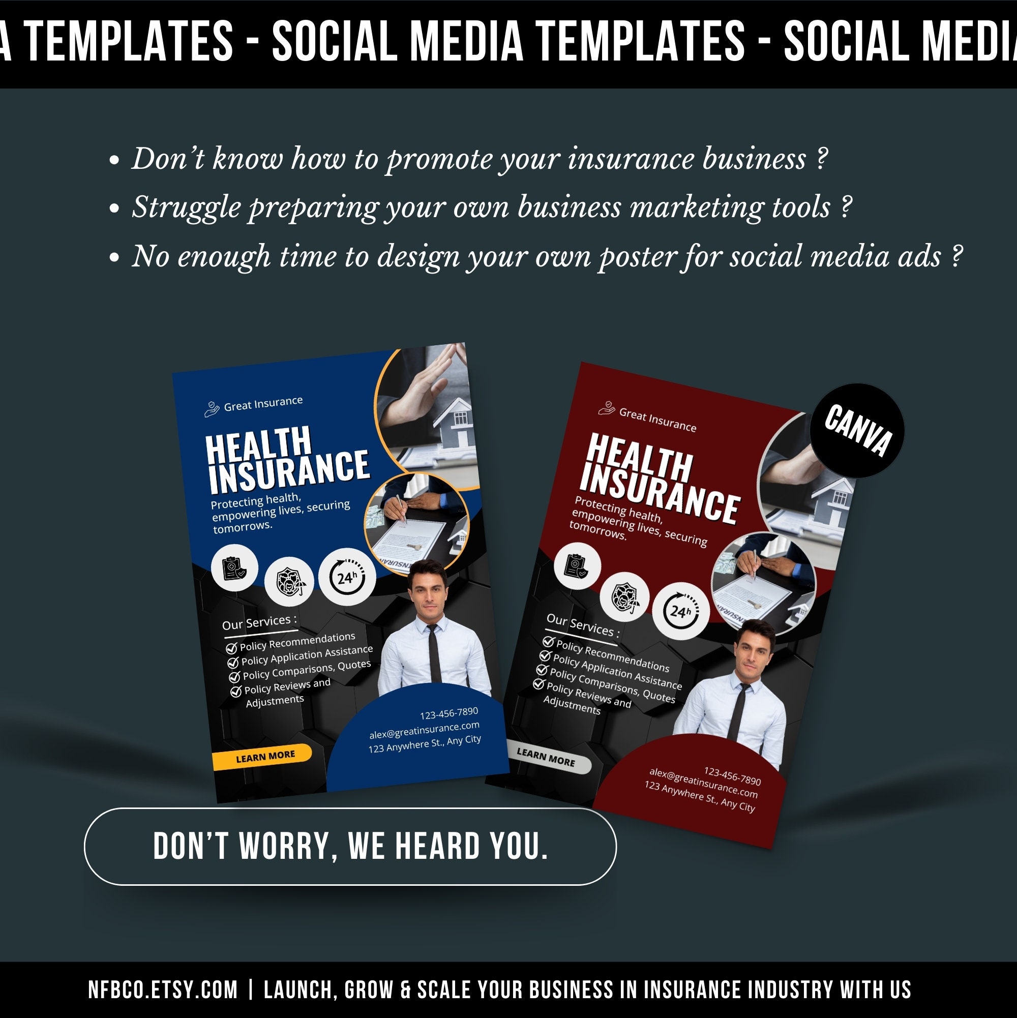 Insurance Agent Poster, DIY Flyer Template, Health Insurance Agent ...