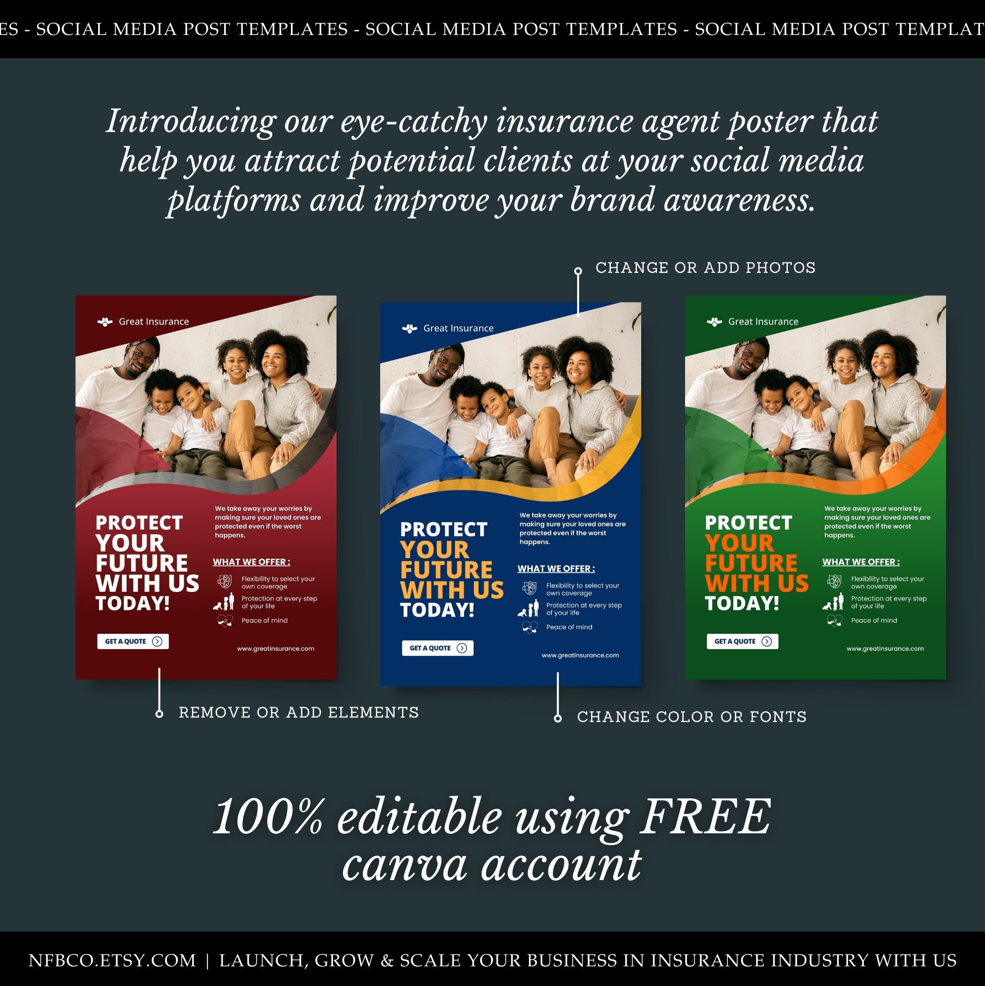 Insurance Agent Marketing Poster, DIY Flyer Template, Insurance Agent ...