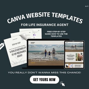 Insurance Agent Canva Website Template, Professional Theme, FREE ...