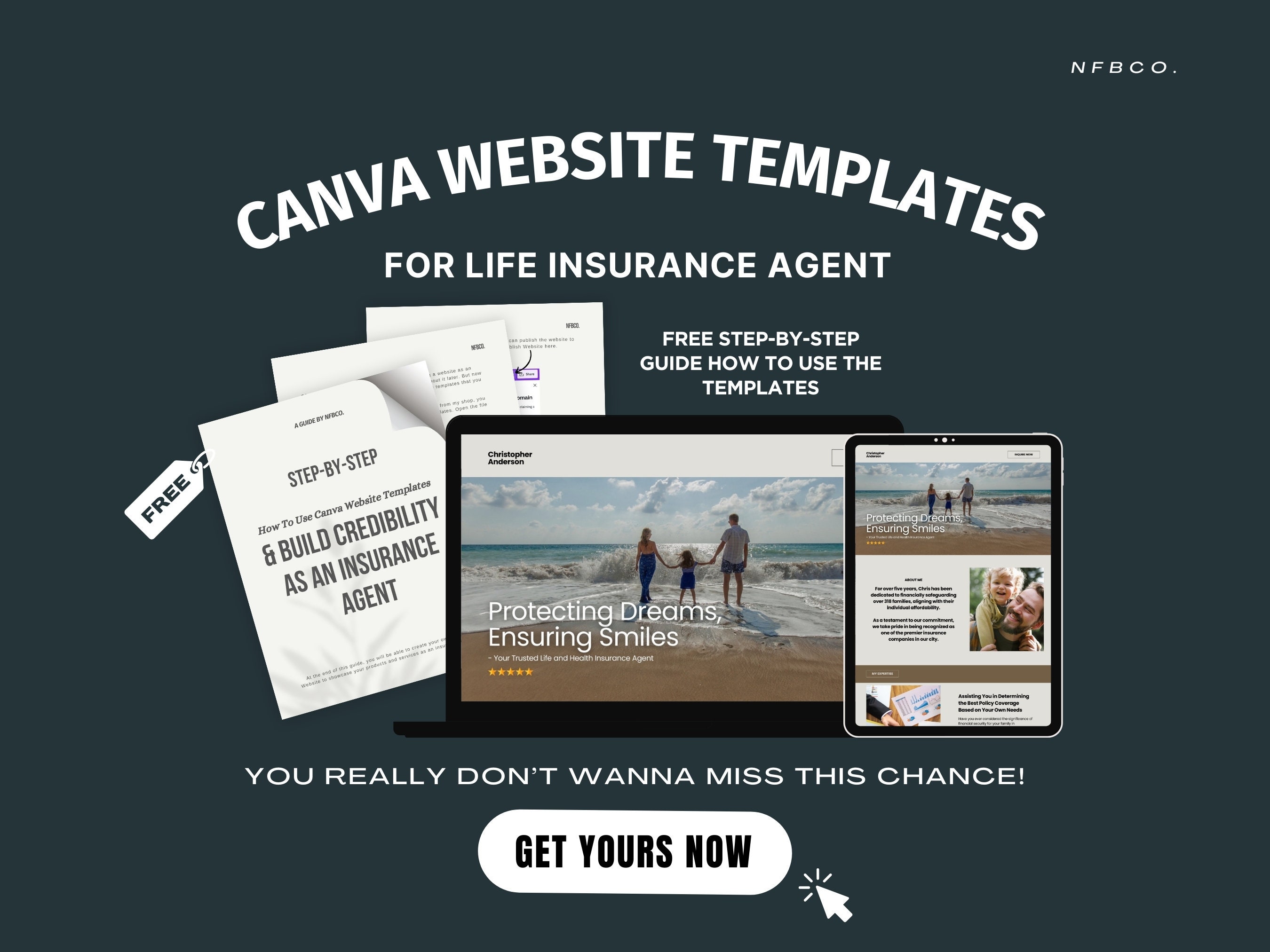 Insurance Agent Canva Website Template, Professional Theme, FREE ...
